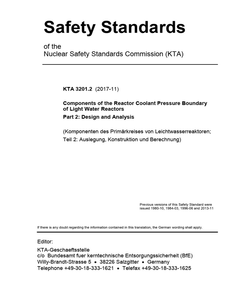 Of The Nuclear Safety Standards Commission (KTA) | PDF | Stress ...