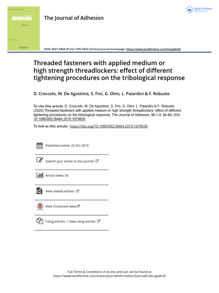 Threaded Fasteners With Applied Medium or High Strength Threadlockers ...