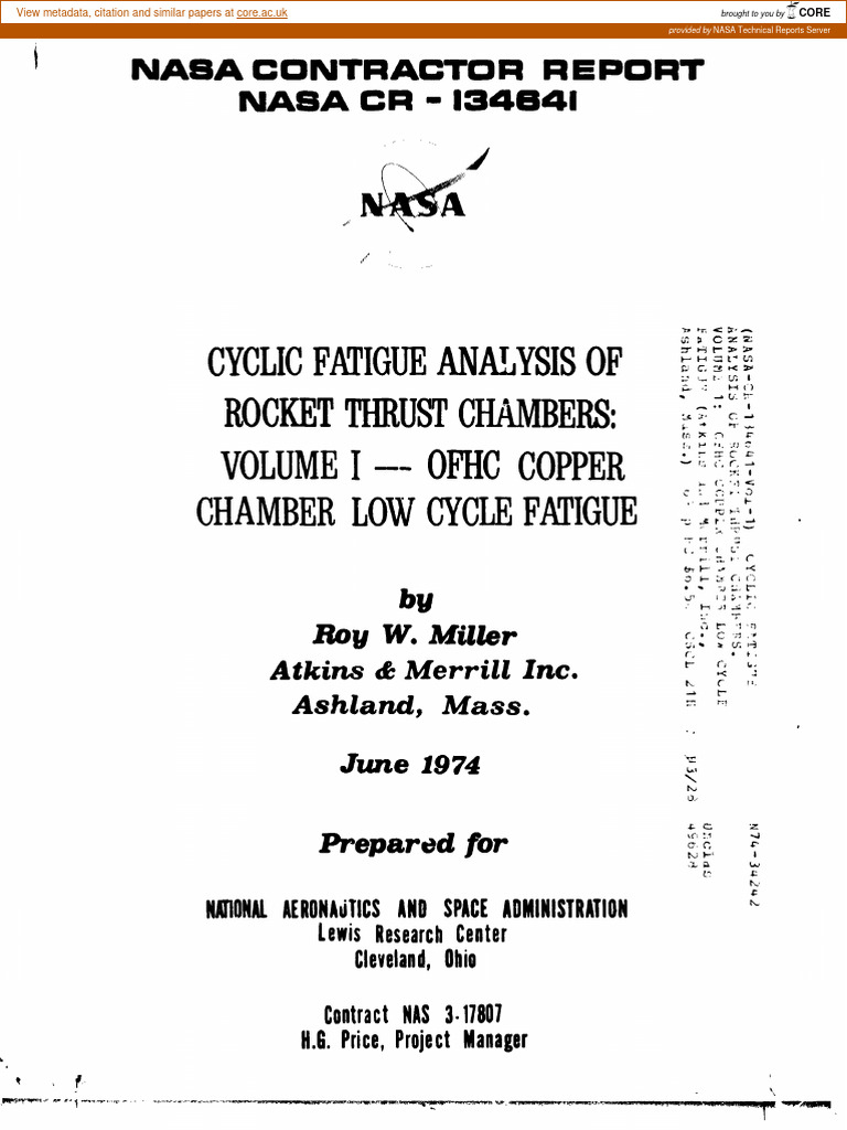 Rocket Thrust Ofhc: Cyclic Fatigueanlysis Chambers: Copper Chamber Low ...