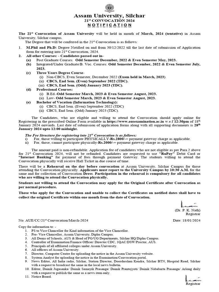 Assam University 21st Convocation 2024 | PDF | Technology & Engineering