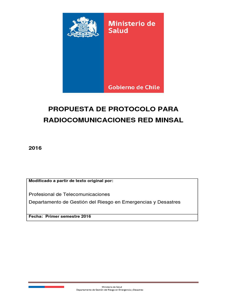Protocolo Radiocomunicaciones MINSAL | PDF | Radio | Telecomunicaciones