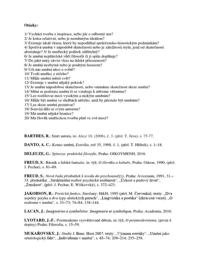 Zadani – statnice filosofie umeni | PDF