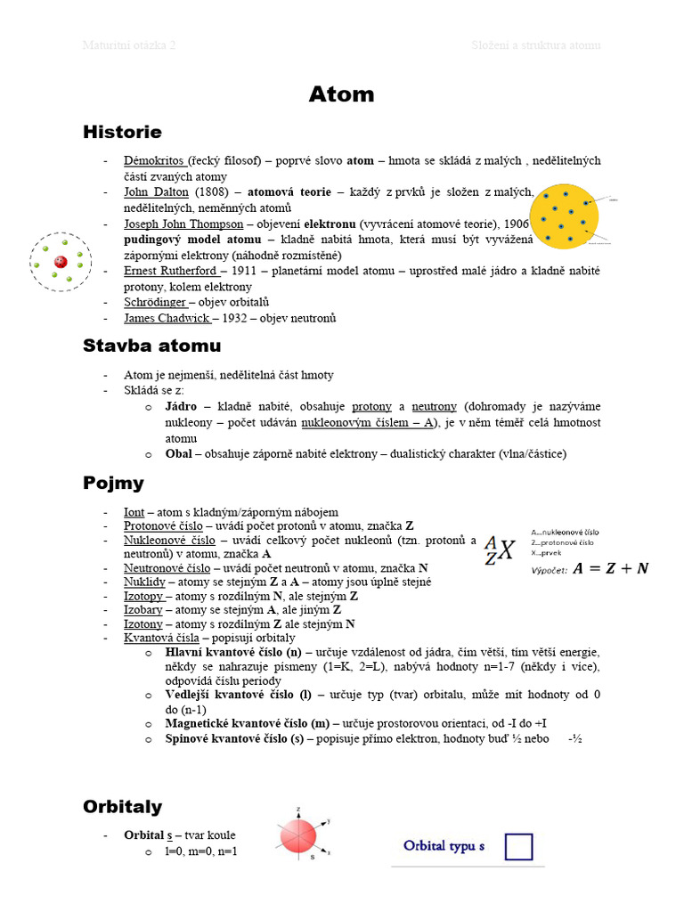 MO2 - Stavba A Složení Atomu | PDF