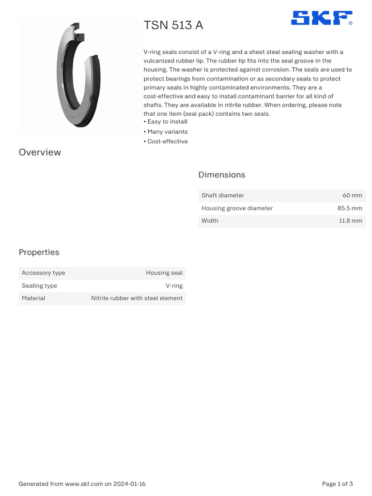 SKF TSN 513 A Specification | PDF | License | Business Law