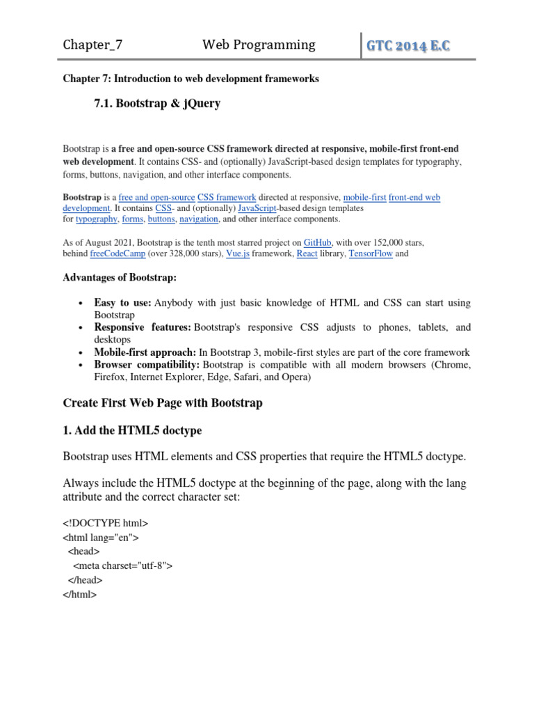 Chapter 7 Bootstrap & Jquery | PDF | Bootstrap (Front End Framework ... Chapter 7 Bootstrap & Jquery | PDF | Bootstrap (Front End Framework ...