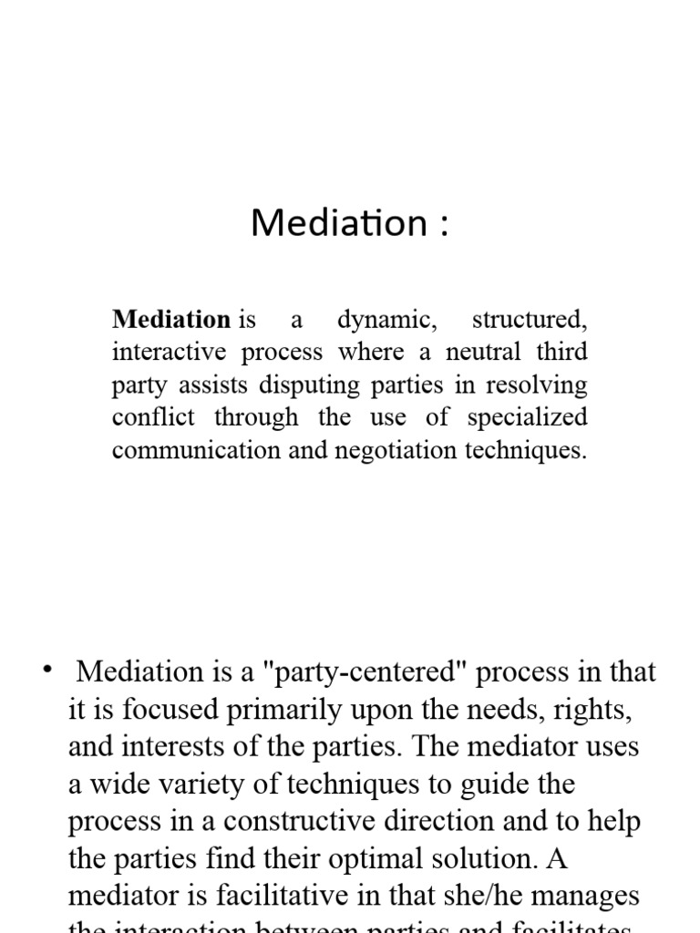 Mediation and Its Procedures | PDF | Mediation | Conflict (Process)