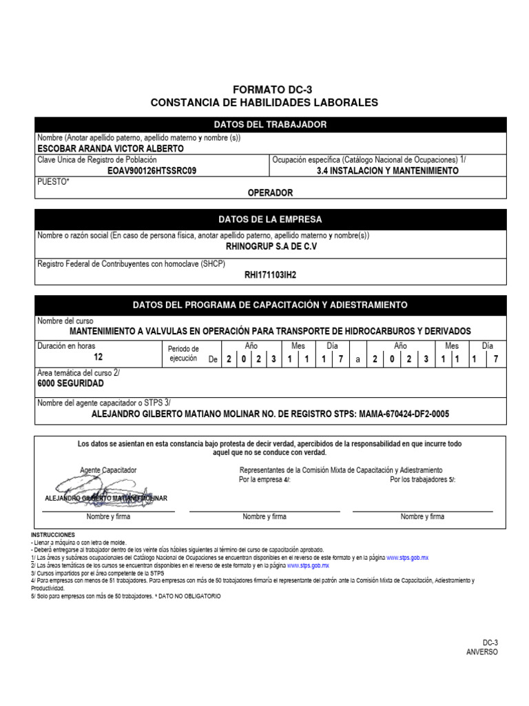 DC3 Rhinogrup S.A de C.V Mtto A Valvulas | PDF