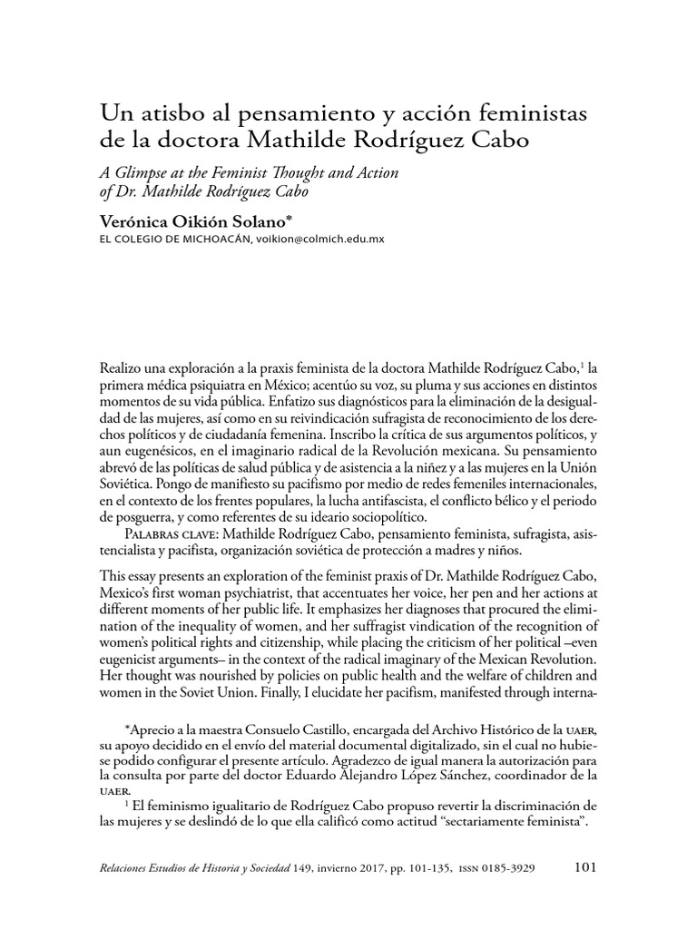 Mathilde Rodríguez Cabo: Pionera Feminista | PDF | México | Mujer