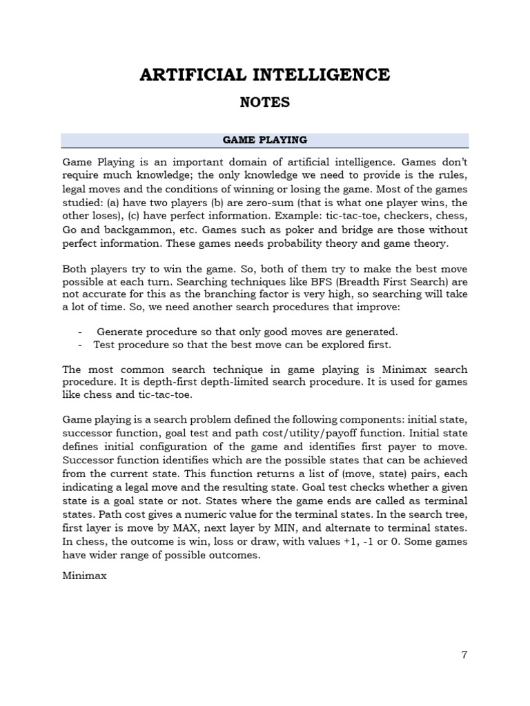BCS303 - Artificial Intelligence - Game Theory | PDF | Computer ...