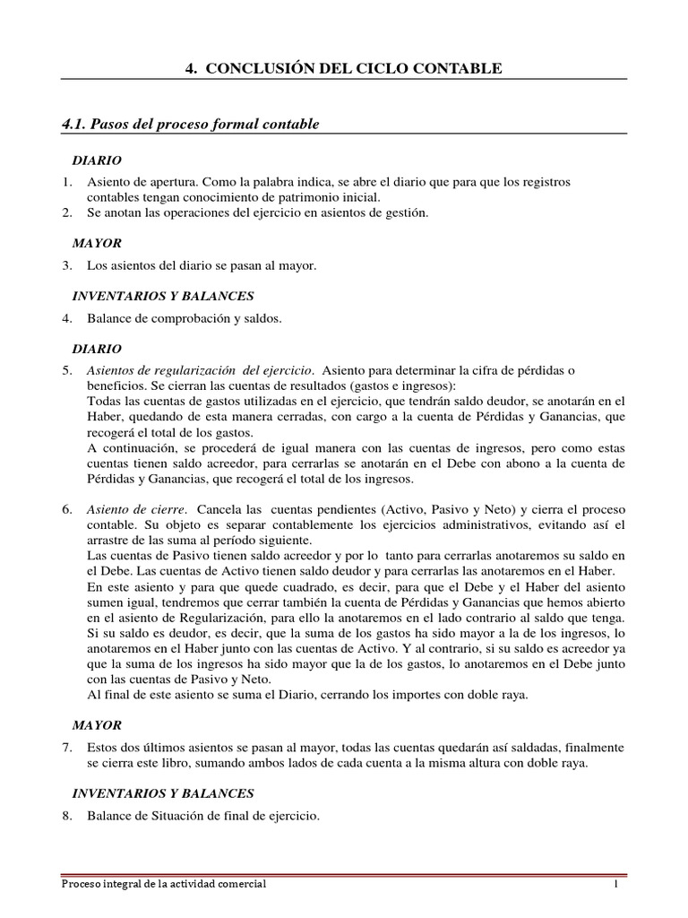 TEO CONT Tema 4 Conclusion Del Ciclo Contable | PDF | Contabilidad | Economía Financiera