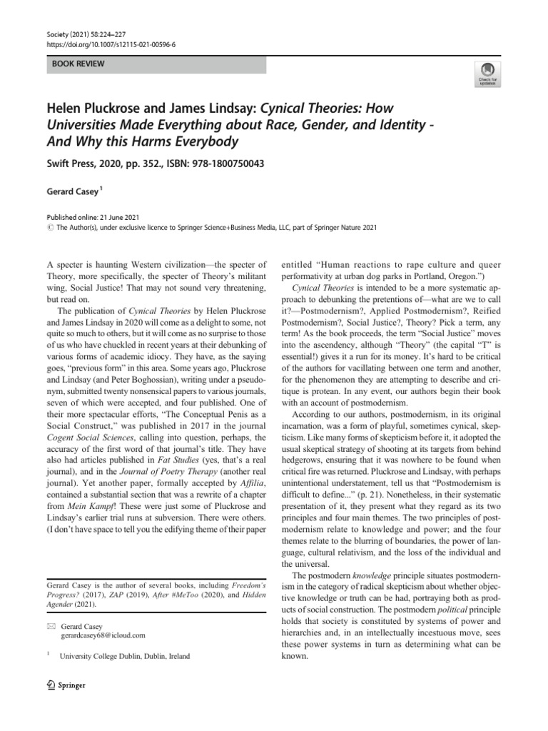 Helen Pluckrose and James Lindsay: Cynical Theories: How Universities ...
