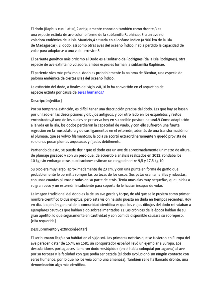 Investigación Del Pajaro Dodo | PDF | Aves | Ornitología