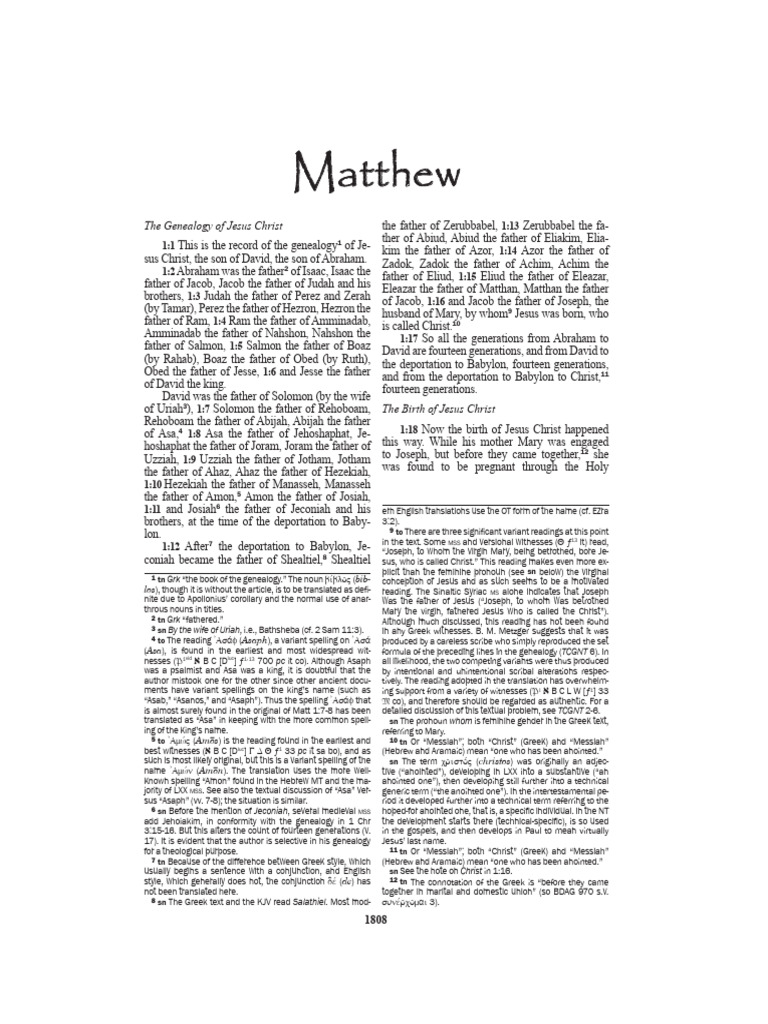 Gospel of Matt | PDF | Jesus | Gospel Of Matthew