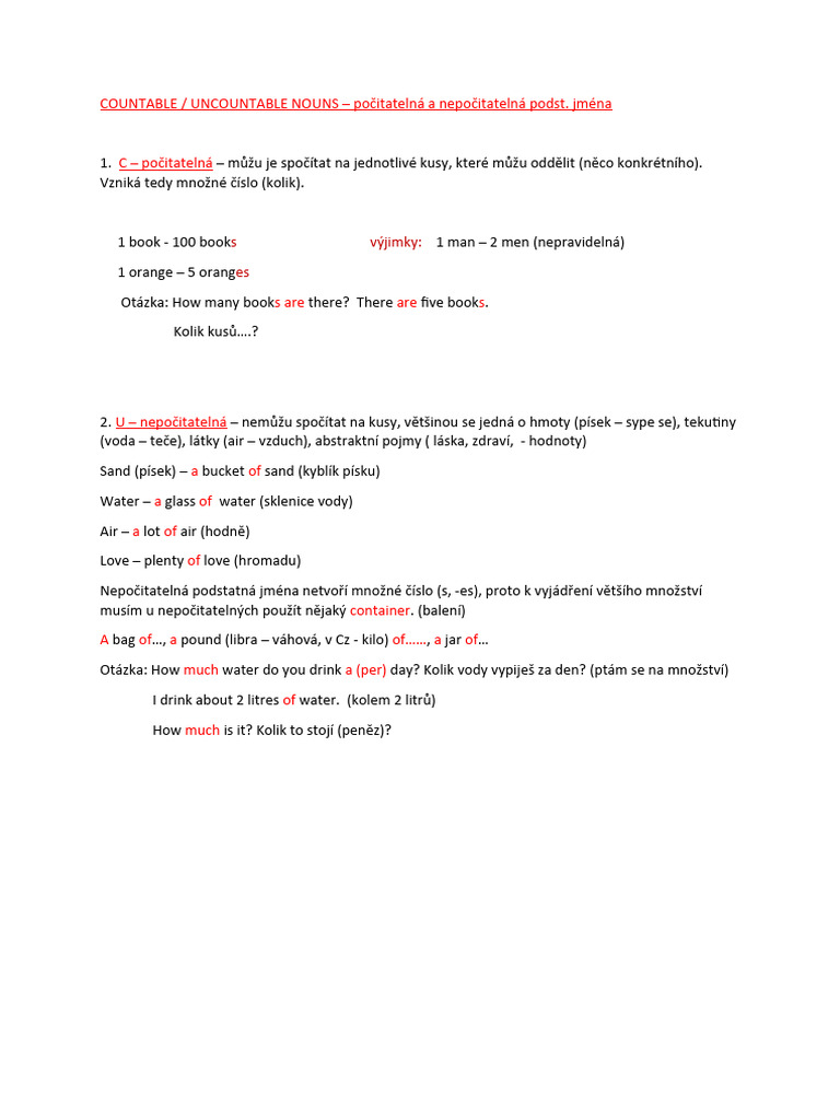 Countable and Uncountable Nouns | PDF