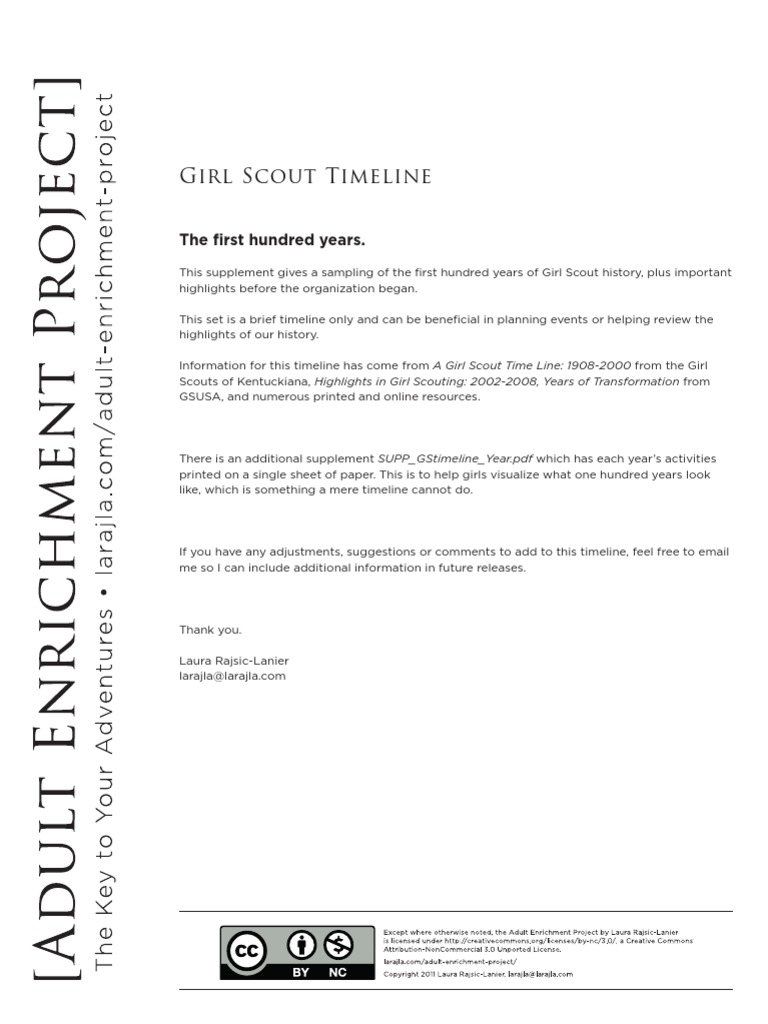 Girl Scout History Timeline Overview | PDF | Scouting | Child Related ...