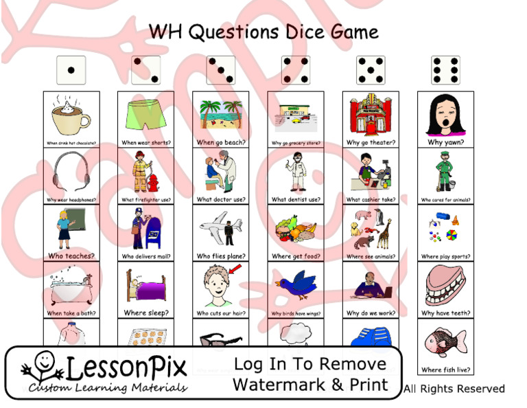 WH+Questions+Dice+Game-material 15929024 | PDF