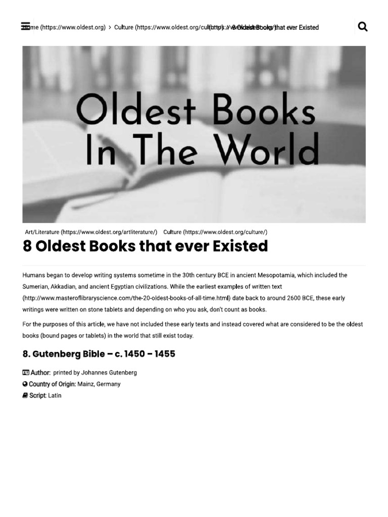 List of First 8books in The History | PDF