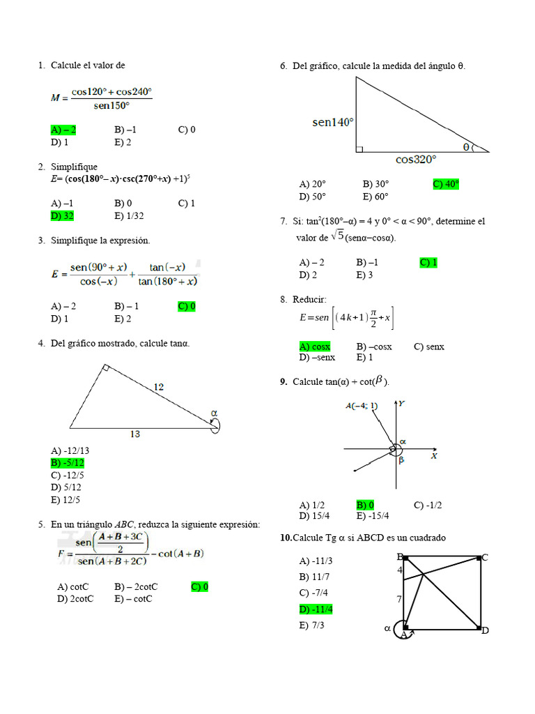 Simulacro Trigo 4 | PDF