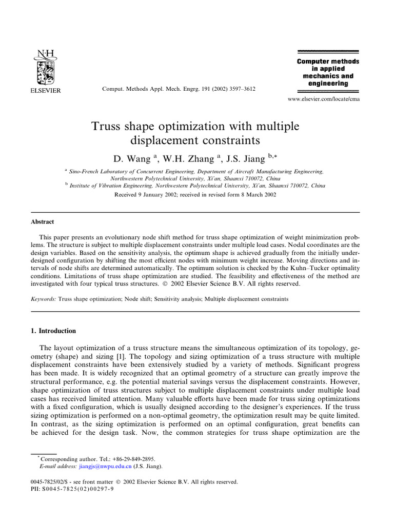 Truss Shape Optimization With Multiple Displacement Constraints | PDF | Mathematical ...