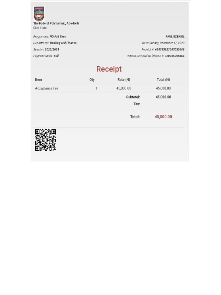 Acceptance Receipt | PDF