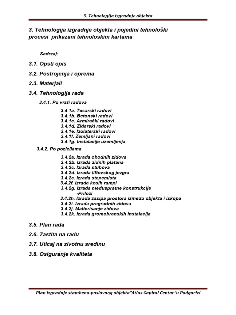 Š.3. Tehnologija Izgradnje Objekta I Pojedini Tehnološki Procesi ...
