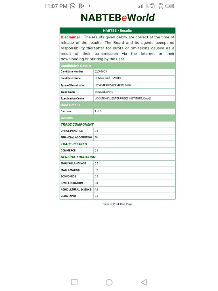 Statement of Result | PDF