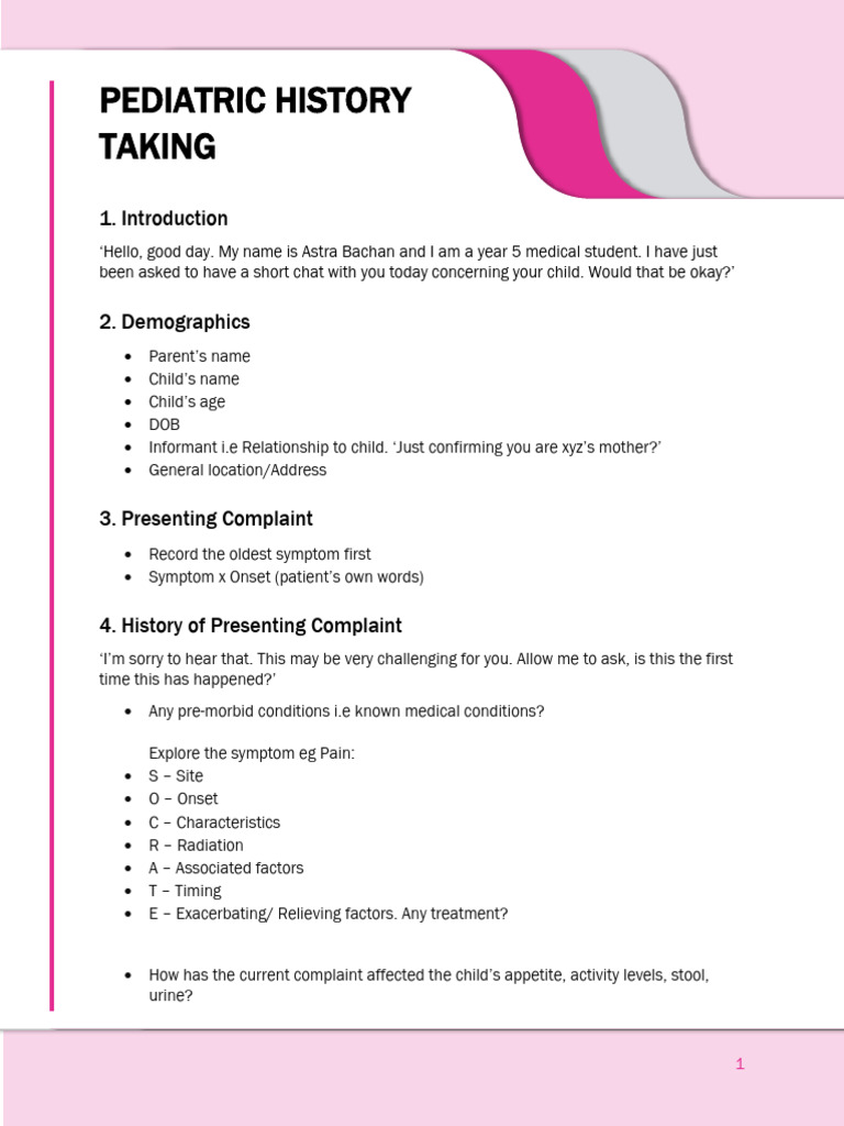 Pediatric History | PDF | Cough | Breathing