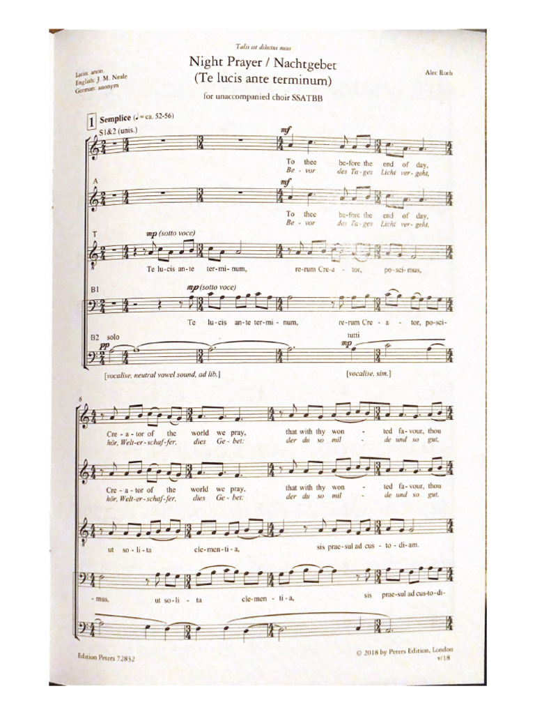 Alec Roth - Night Prayer | PDF