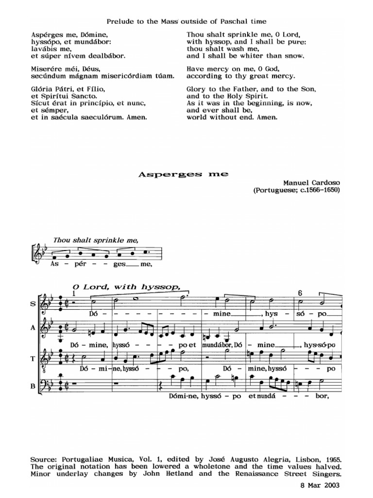 Cardoso, Manuel - Asperges Me | PDF
