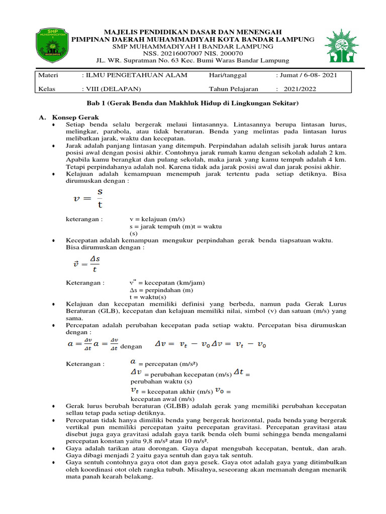 LKPD Ipa 8 Bab 1 | PDF