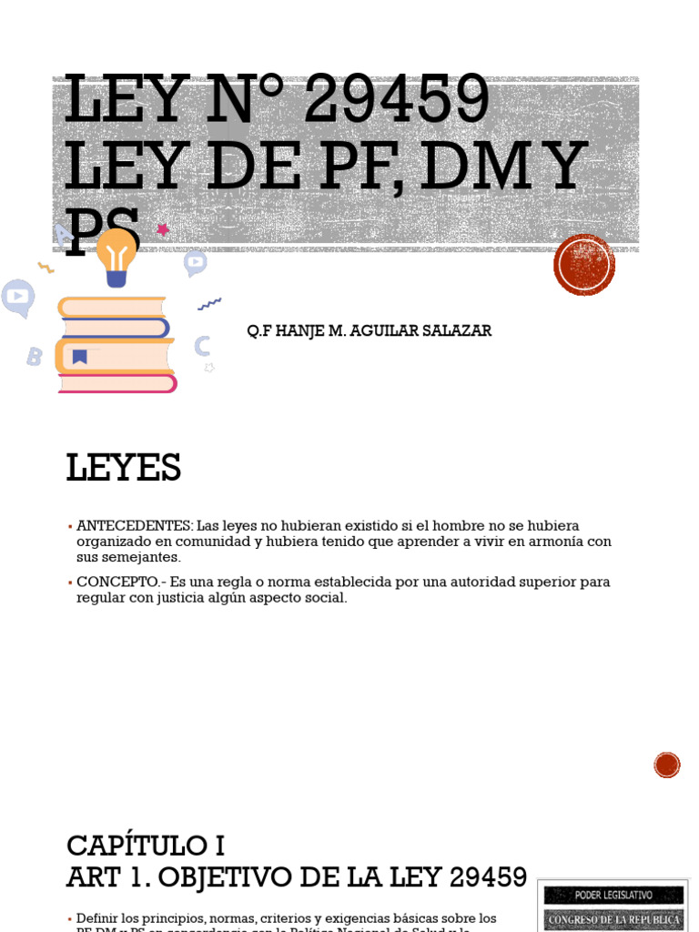 Ley N° 29459: Regulación de PF, DM y PS | PDF | Medicamentos con receta ...