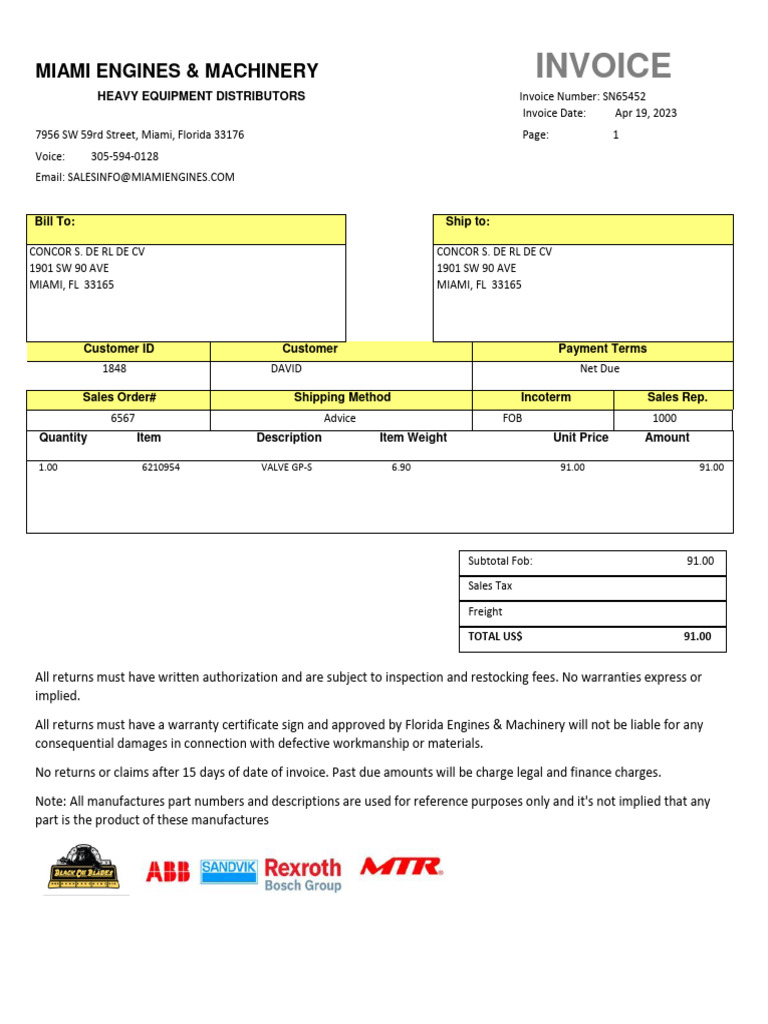 Invoice GP Valve | PDF | Trade | Economies