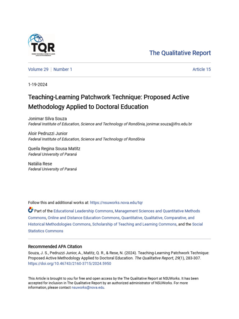 Teaching-Learning Patchwork Technique - Proposed Active Methodolo | PDF ...