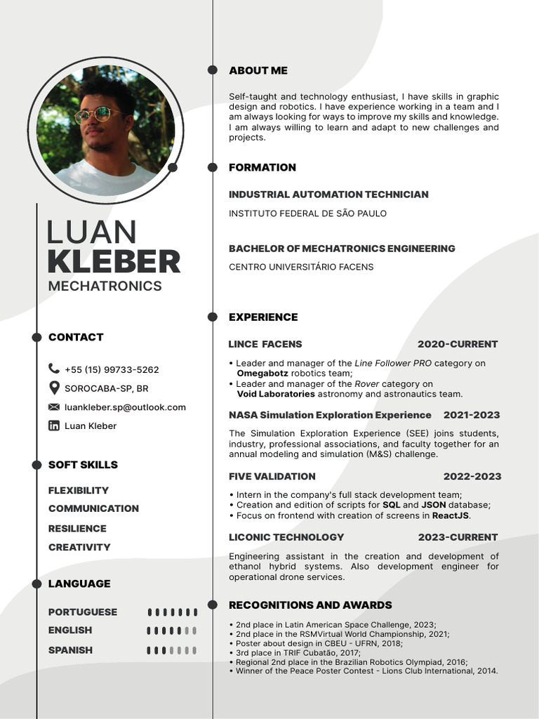 Resume Luan Kleber 2023 | PDF | Mechatronics | Engineering