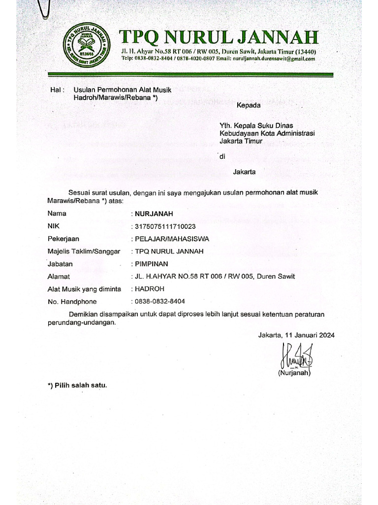 Contoh Proposal Alat Musik Hadroh | PDF