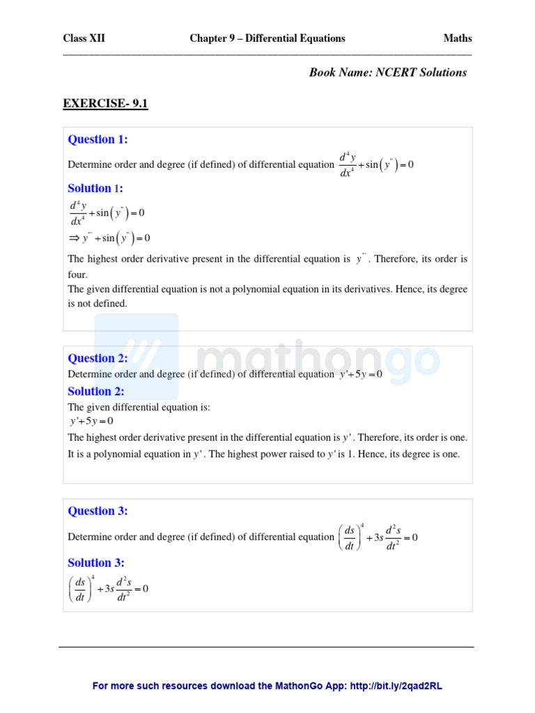 Ns Xii Differential Eqn | PDF | Equations | Polynomial