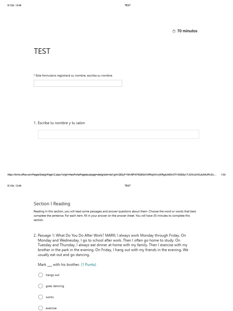 Diagnostic Final Test | PDF | Intelligence | Meal