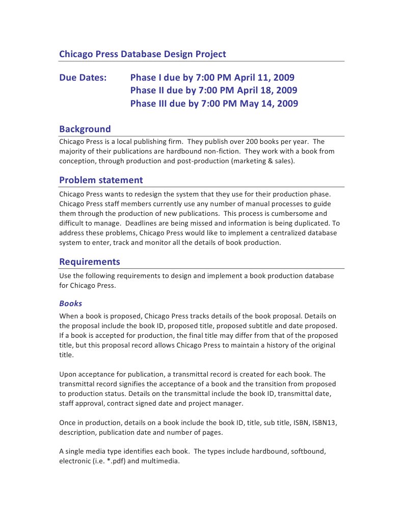 Chicago Press Database Design Overview | PDF | Databases | Books