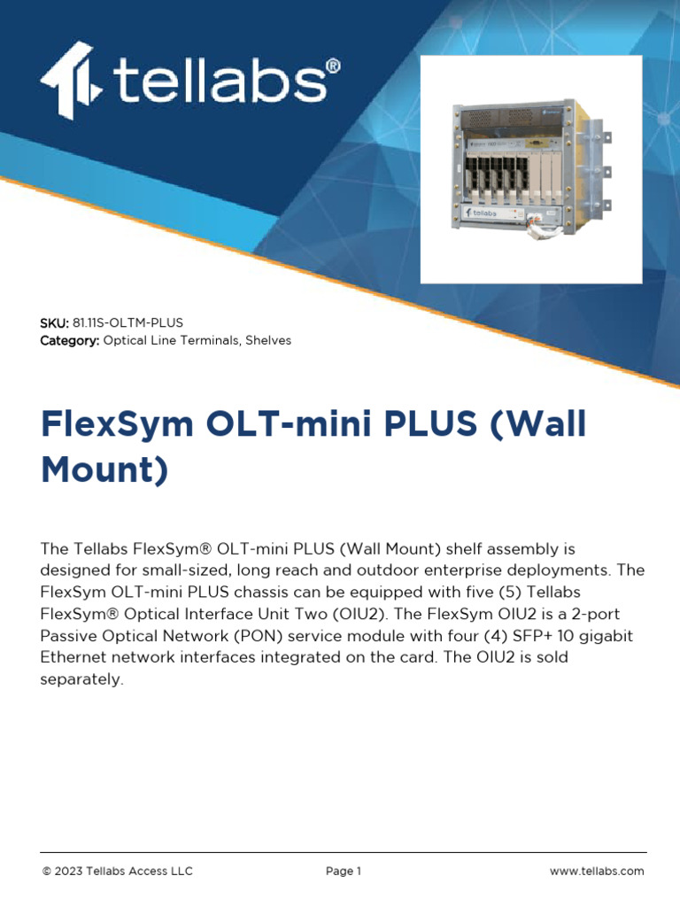 Tellabs FlexSym OLT-mini PLUS (Wall Mount) | PDF | Ethernet | Computer ...