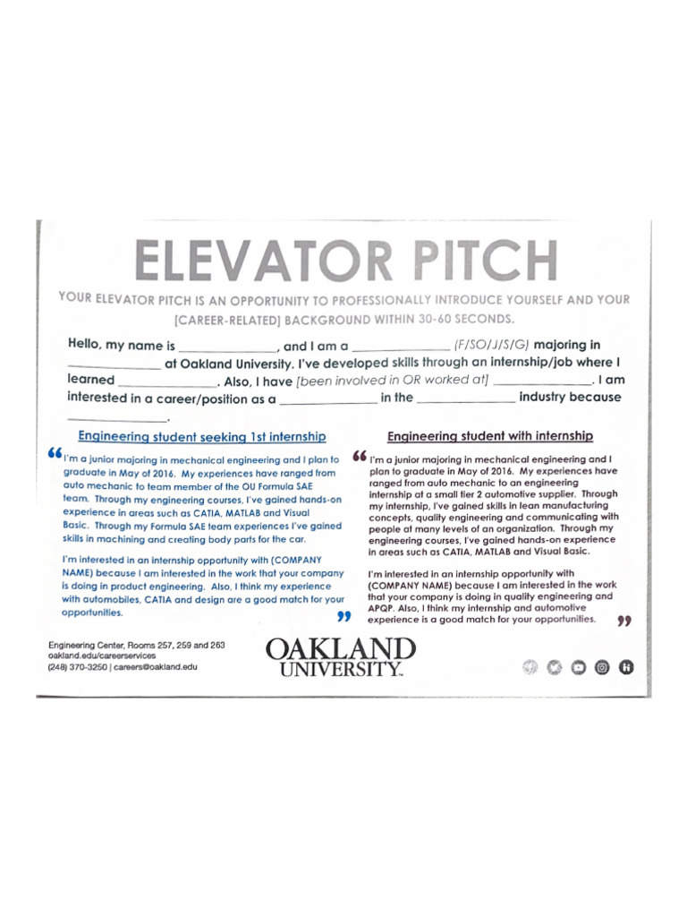 Elevator Pitch | PDF