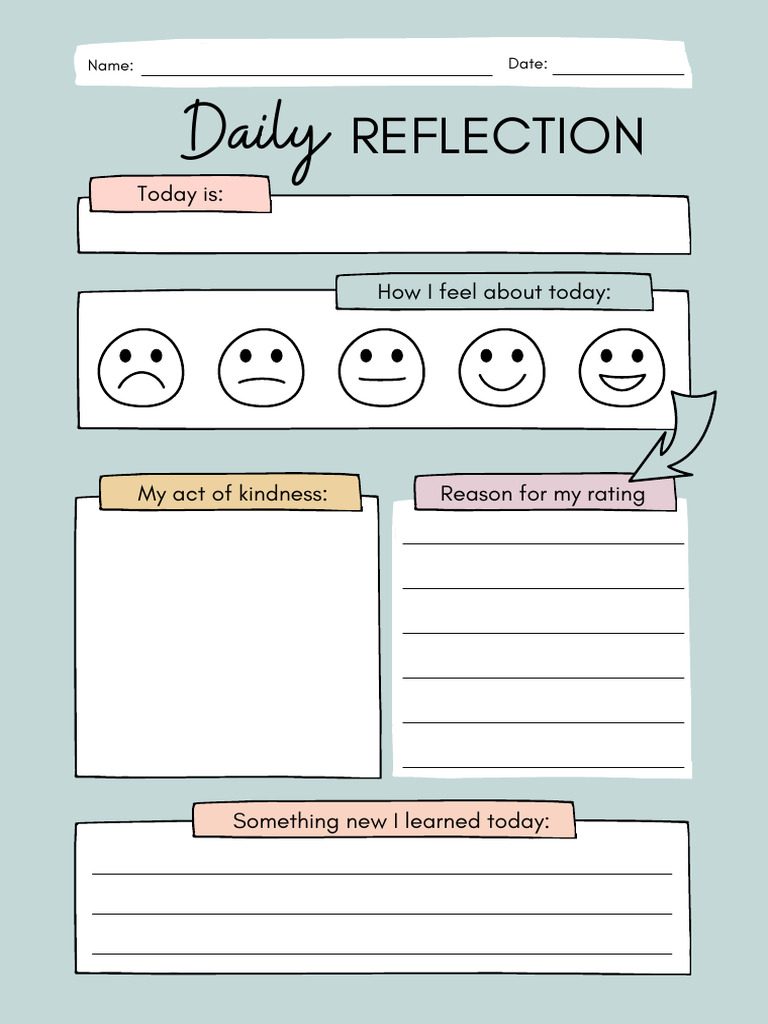 Daily Reflection Worksheet | PDF