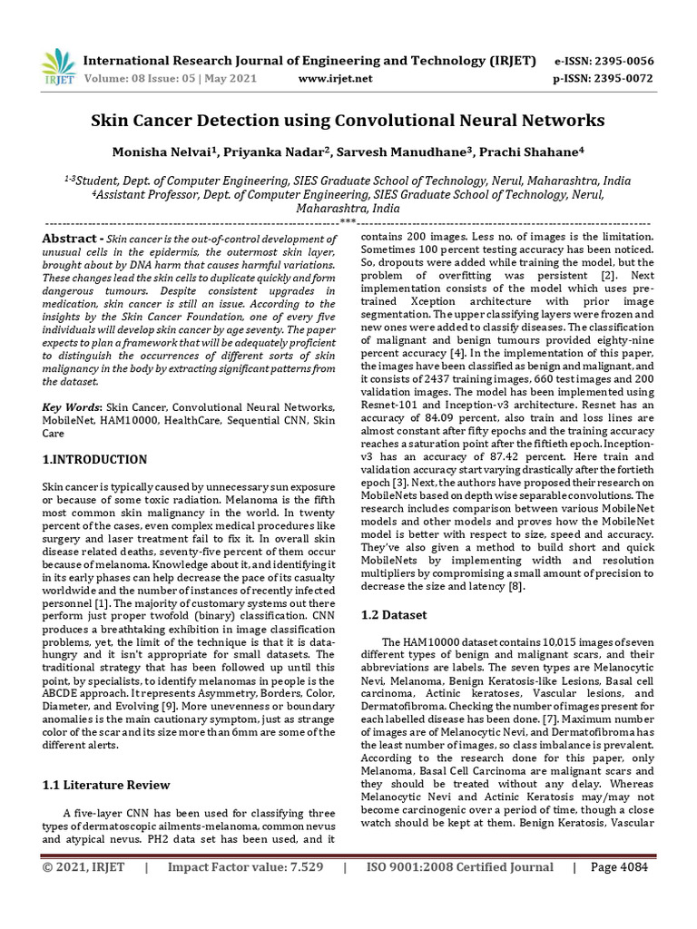 Skin Cancer Detection Using Convolutiona Pdf Accuracy And Precision