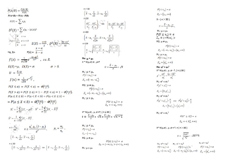 Wzory Statystyka Egzamin | PDF