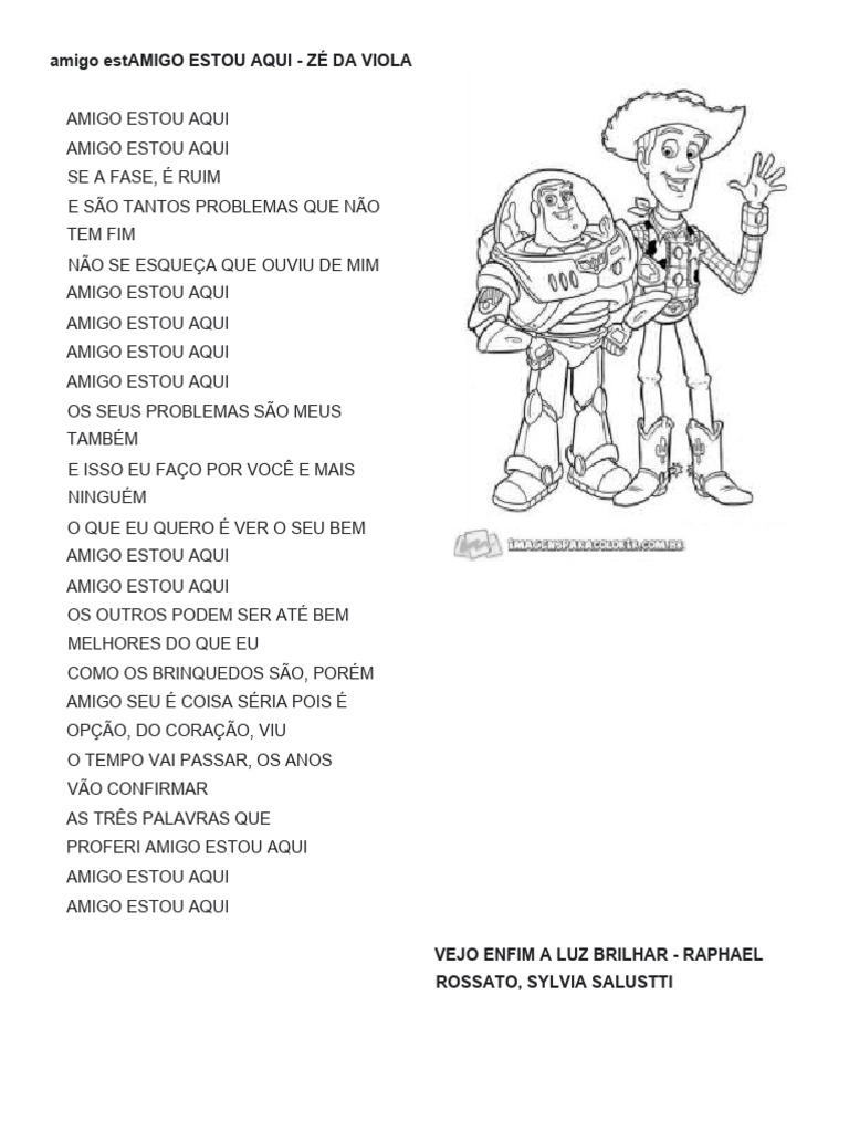 Amigo Estou Aqui Toy Story Pdf Amor Presente Espiritual
