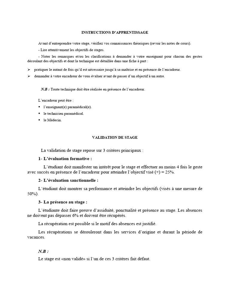 Objectifs de stage infirmier 2ème année | PDF | Médecine | Spécialités ...