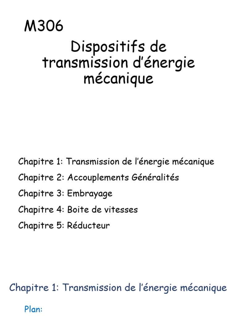 Dispositifs de Transmission Mécanique | PDF
