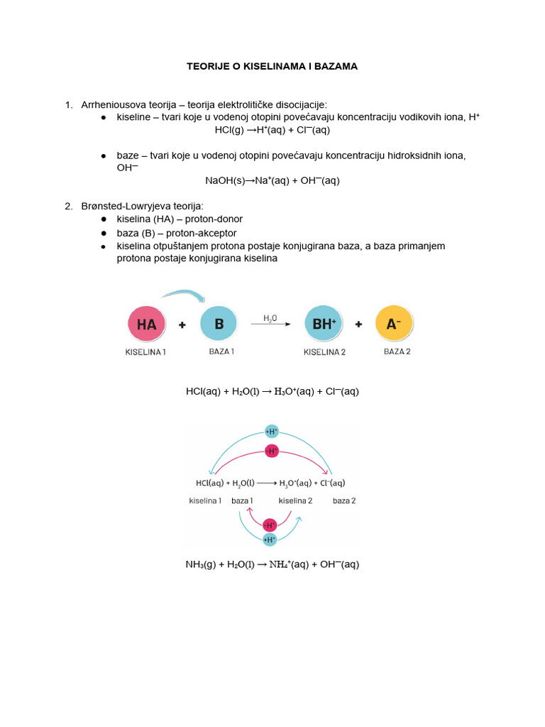 Teorije o Kiselinama I Bazama | PDF