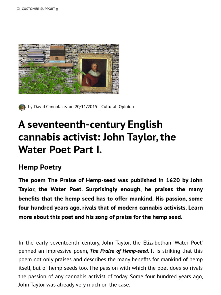 A Seventeenth-Century English Cannabis Activist - John Taylor, The ...