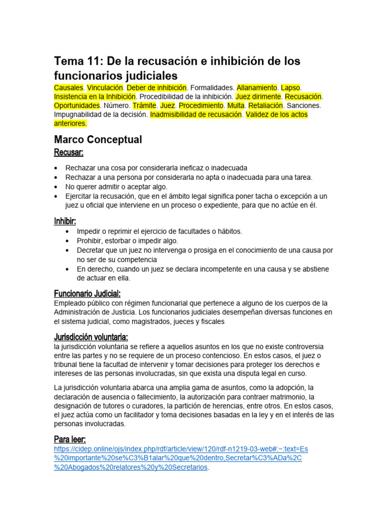 Tema 11 y 12 | PDF | Judicaturas | Juez