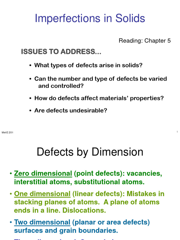 MetE 201 Lecture-5 (Imperfections) | PDF MetE 201 Lecture-5 (Imperfections) | PDF